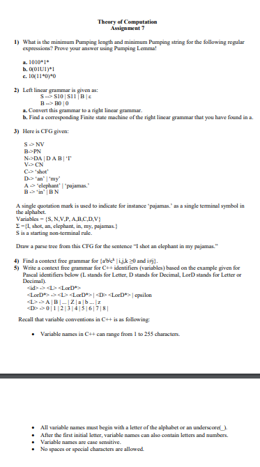 Theory of Computation Assignment 7 1) What is the | Chegg.com