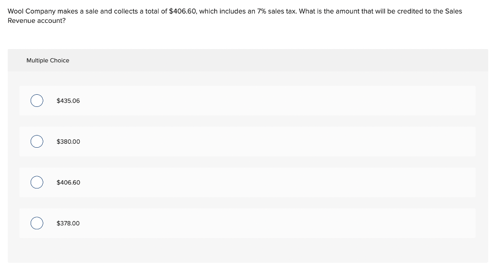 Solved Wool Company makes a sale and collects a total of | Chegg.com