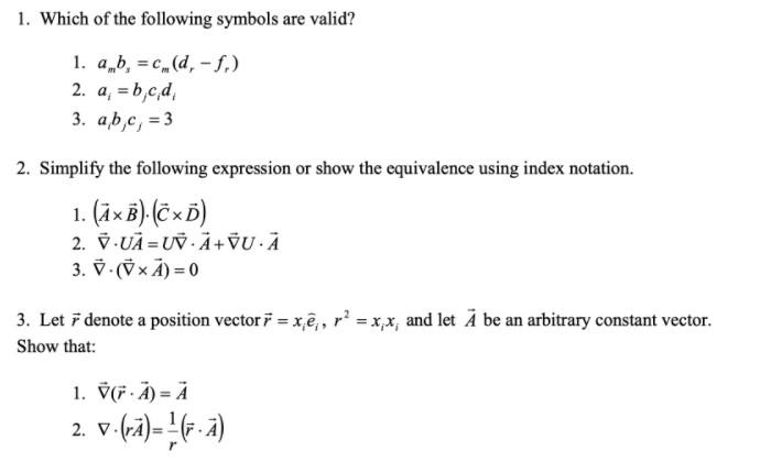 Solved 1. Which of the following symbols are valid? 1. | Chegg.com