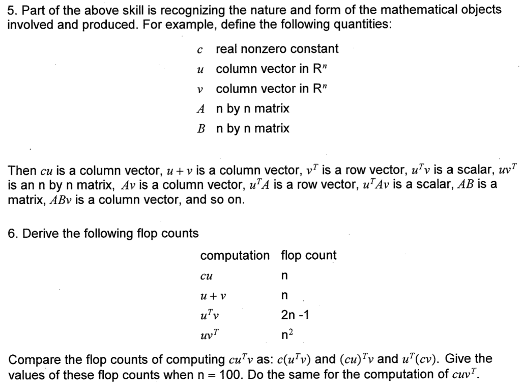 FLOP COUNTING AND EFFICIENT NUMERICAL COMPUTATION 1. | Chegg.com