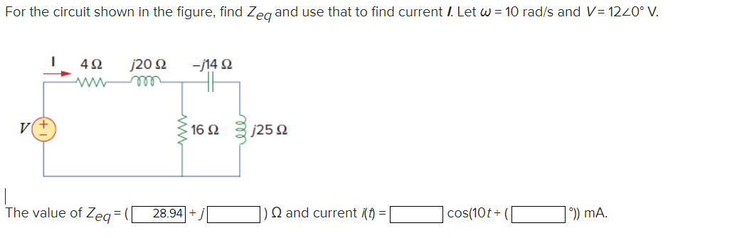 Solved For the circuit shown in the figure, find Zeq and use | Chegg.com