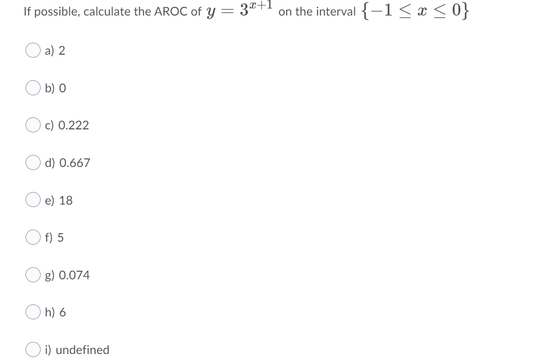 Solved If possible, calculate the AROC of Y = 3x+1 on the | Chegg.com