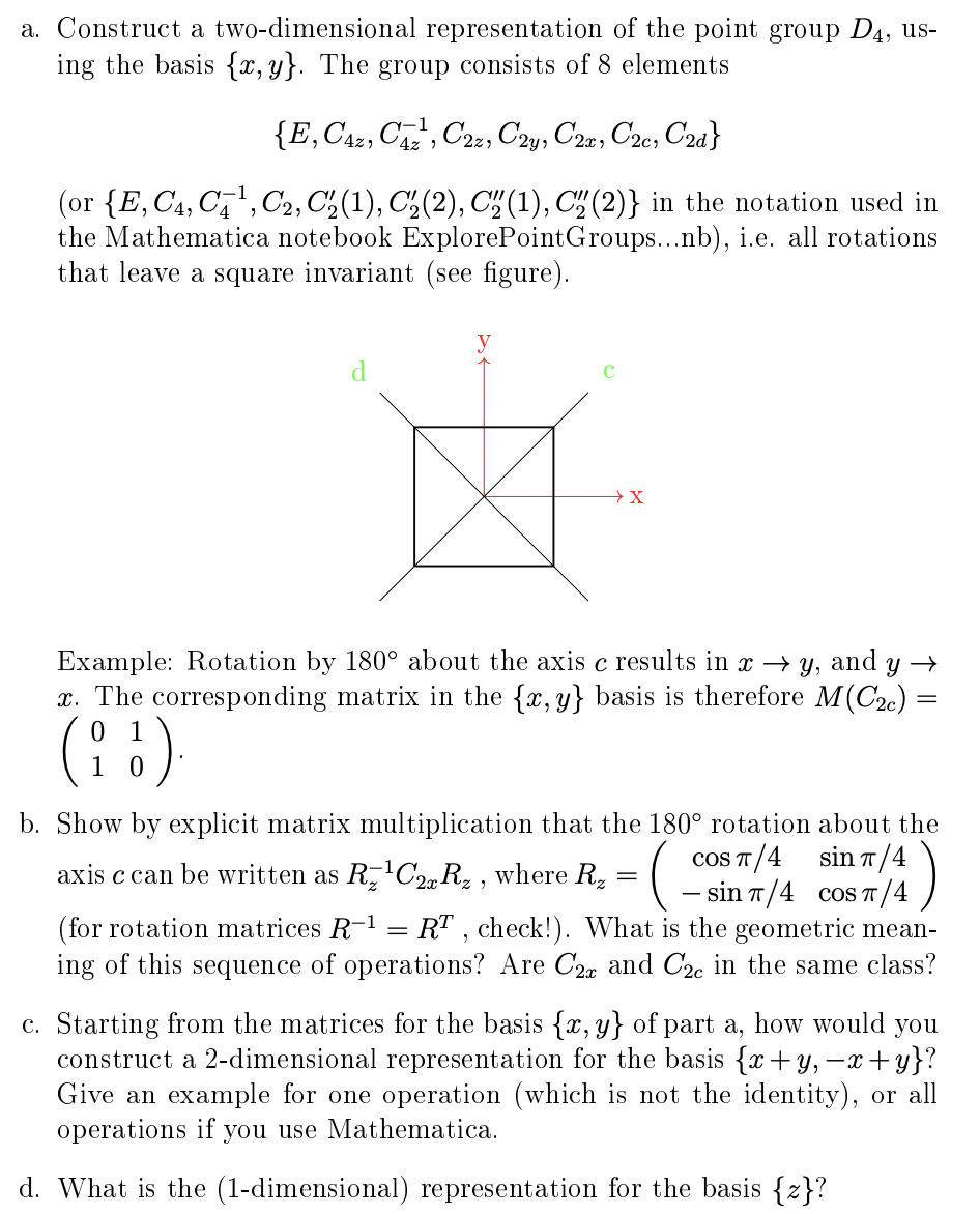 Solved a. Construct a two-dimensional representation of the | Chegg.com
