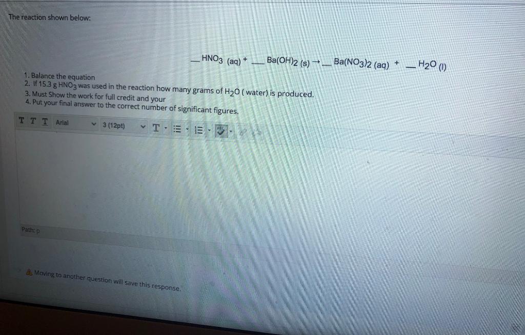 Solved The reaction shown below: HNO3 (aq) Ba(OH)2 (s) + - | Chegg.com