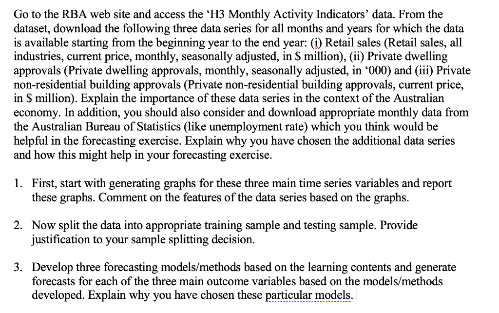 Solved Go to the RBA web site and access the 'H3 Monthly | Chegg.com