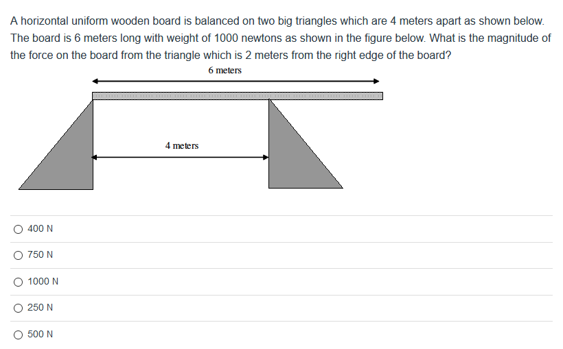 Solved A horizontal uniform wooden board is balanced on two | Chegg.com