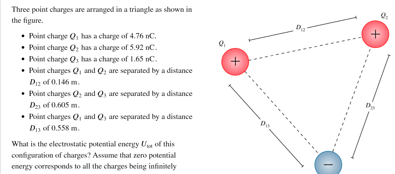 Solved Three point charges are arranged in a triangle as | Chegg.com