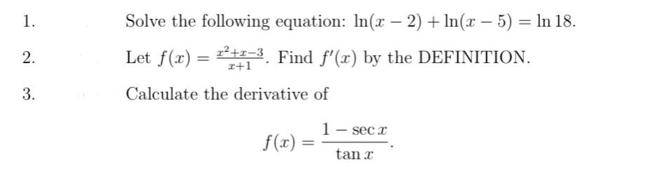 Solved Solve the following equation: ln(x−2)+ln(x−5)=ln18. | Chegg.com