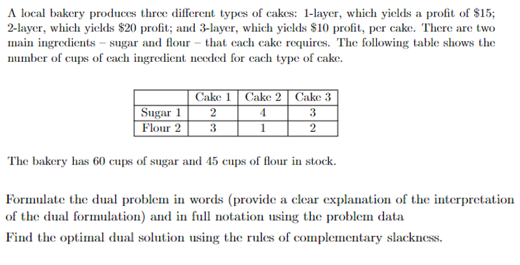Solved A local bakery produces three different types of | Chegg.com