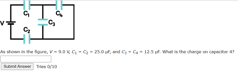 Solved TH C C4 .cz As shown in the figure, V = 9.0 V, C1 = | Chegg.com