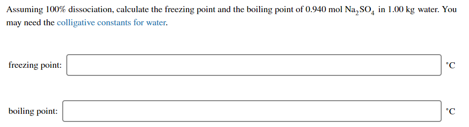 Solved Assuming 100% dissociation, calculate the freezing | Chegg.com