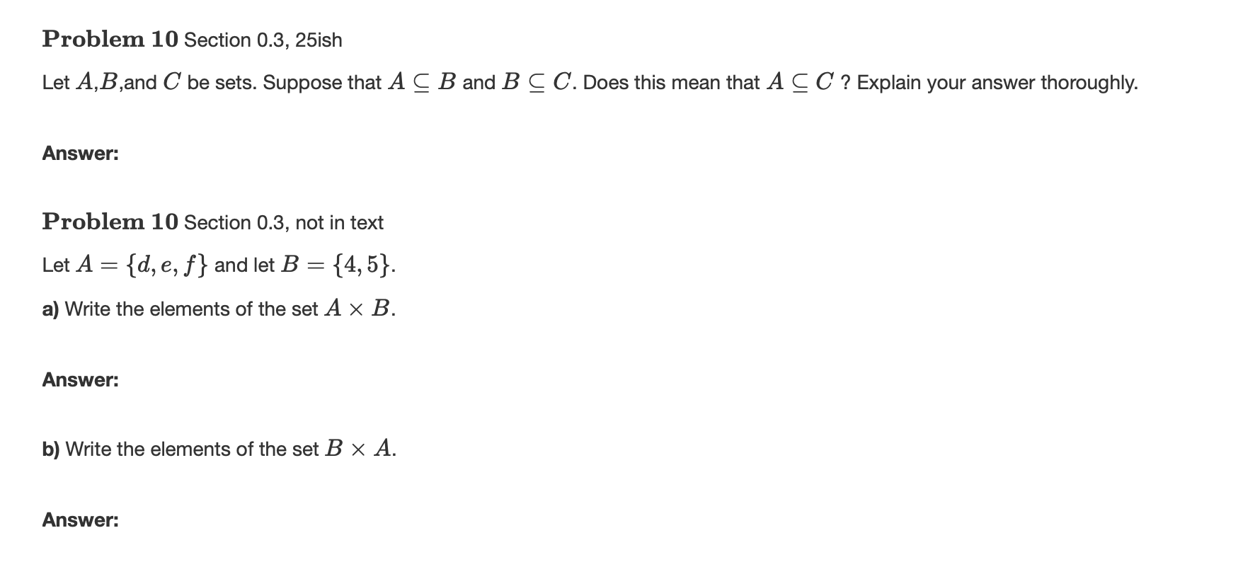 Solved Let A,B, and C be sets. Suppose that A⊆B and B⊆C. | Chegg.com