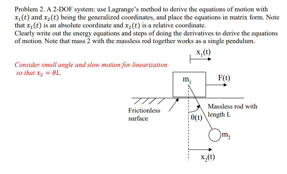 Solved Problem 2. A 2-DOF system: use Lagrange's method to | Chegg.com