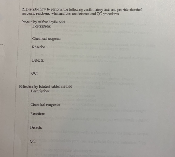Solved 2. Describe how to perform the following confirmatory | Chegg.com