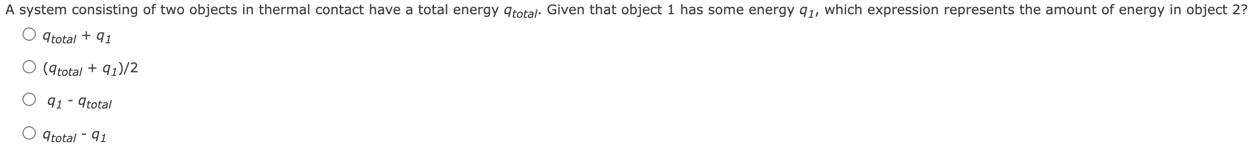 Solved A system consisting of two objects in thermal contact | Chegg.com