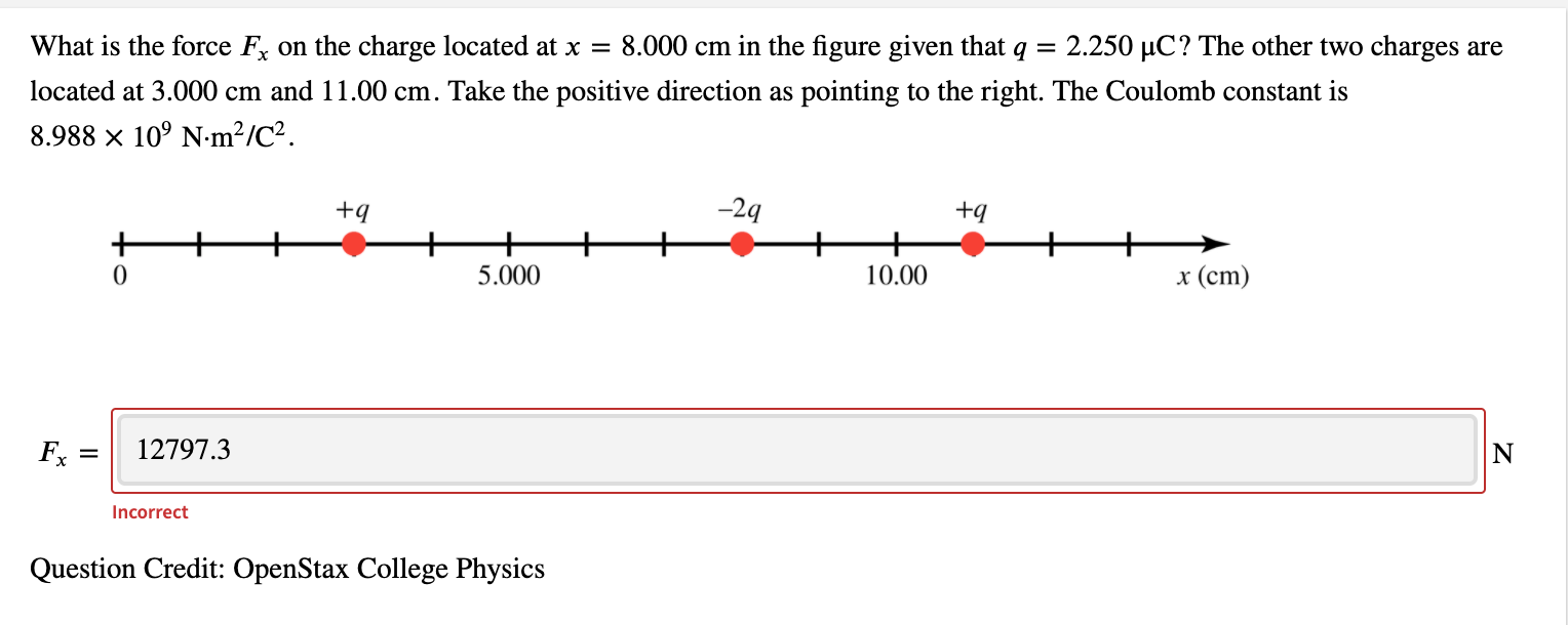 Solved What is the force Fx on the charge located at x = | Chegg.com