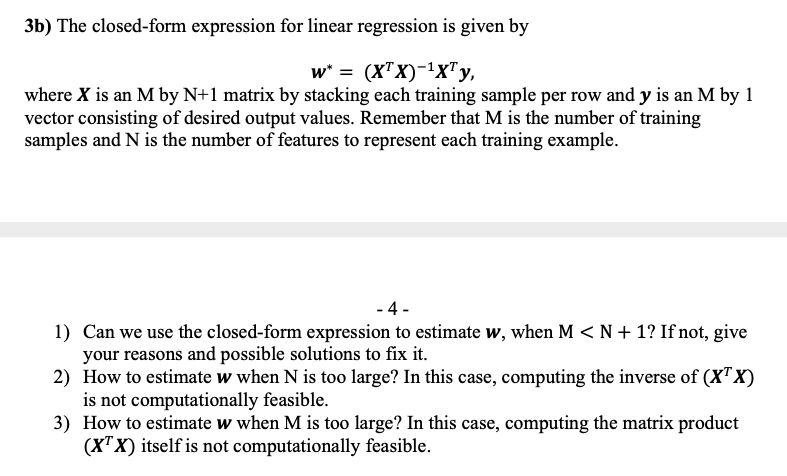 Consider the closed-form expression for linear | Chegg.com