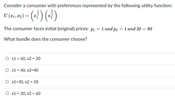 Solved Consider a consumer with preferences represented by | Chegg.com