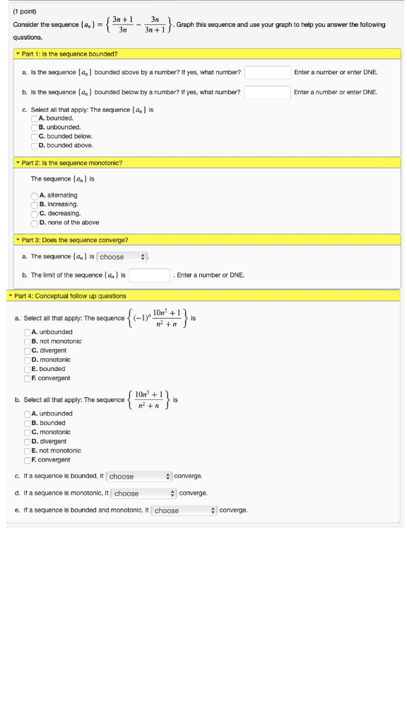 Solved 1 Point Consider The Sequence 4 Questions 1
