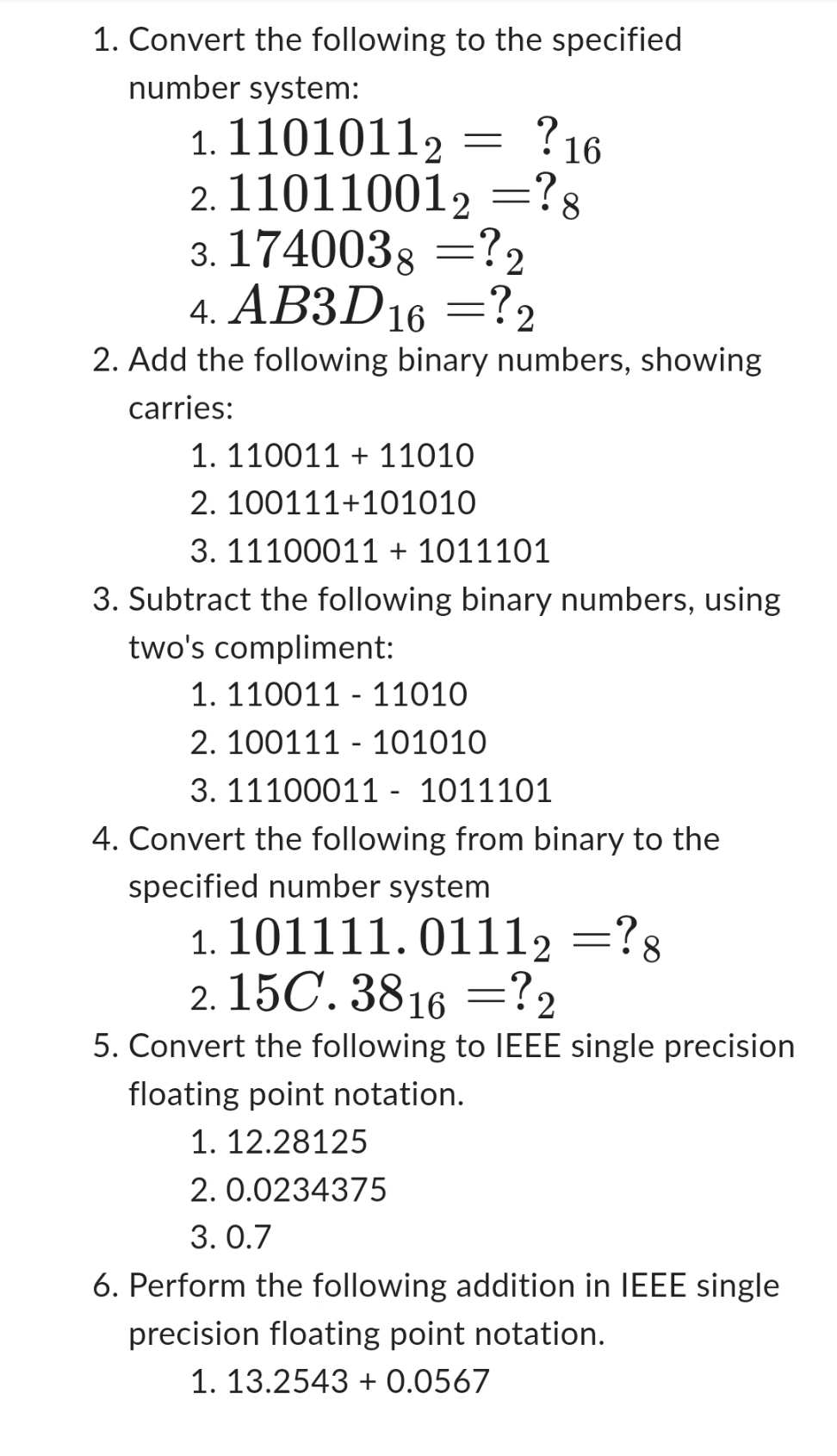 Solved Convert the following to the specifiednumber | Chegg.com