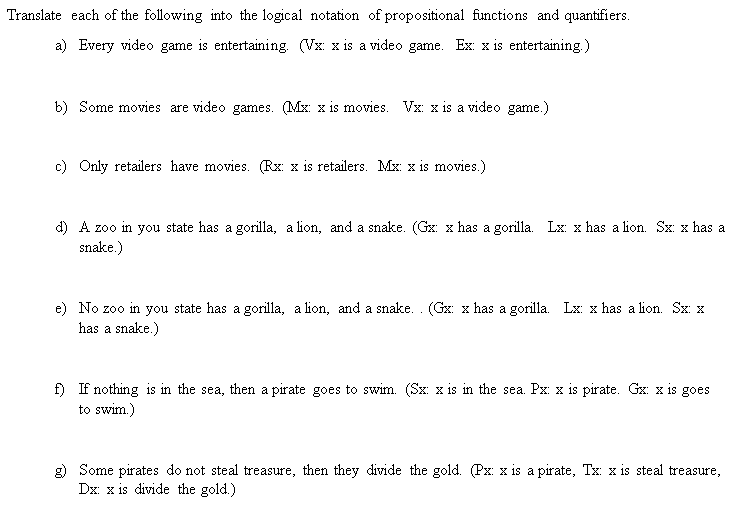 Solved Translate each of the following into the logical | Chegg.com