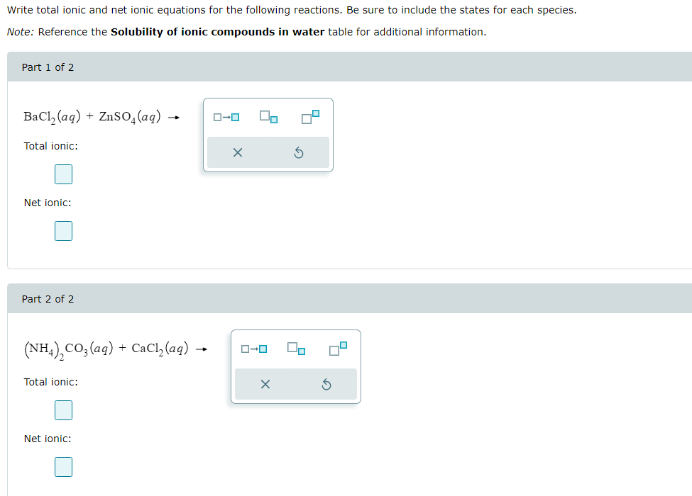 Write total ionic and net ionic equations for the | Chegg.com