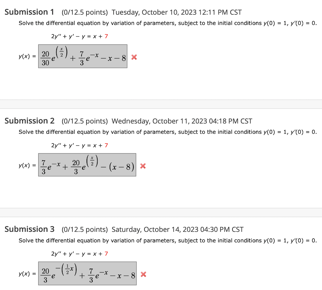 Solved Submission 1 (0/12.5 points) Tuesday, October 10, | Chegg.com