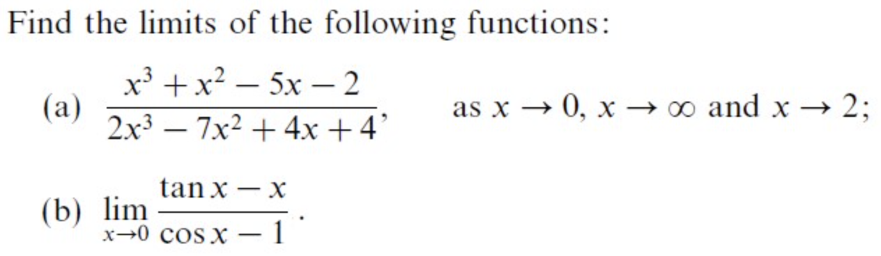 Solved Find the limits of the following functions: (a) | Chegg.com
