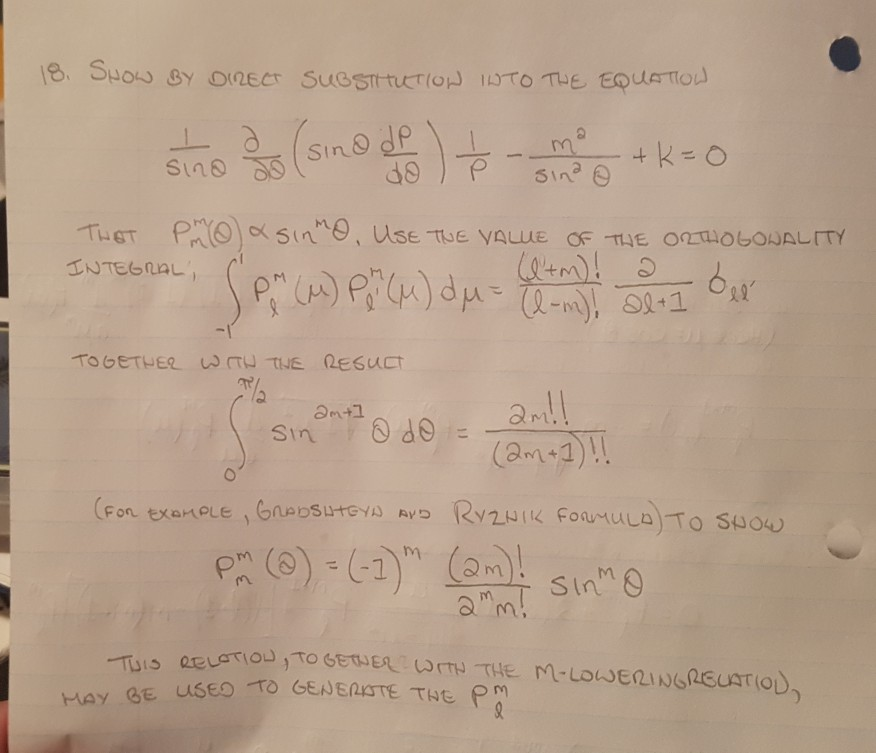 Solved I 18. SHOW BY DIRECT SUBSTITUTION INTO THE EQUATION | Chegg.com