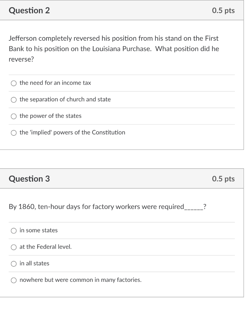 Solved Jefferson completely reversed his position from his | Chegg.com