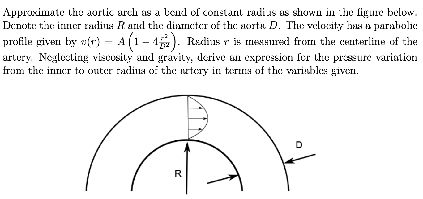 Solved Approximate the aortic arch as a bend of constant | Chegg.com