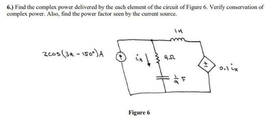 Solved 6.) Find the complex power delivered by the each | Chegg.com