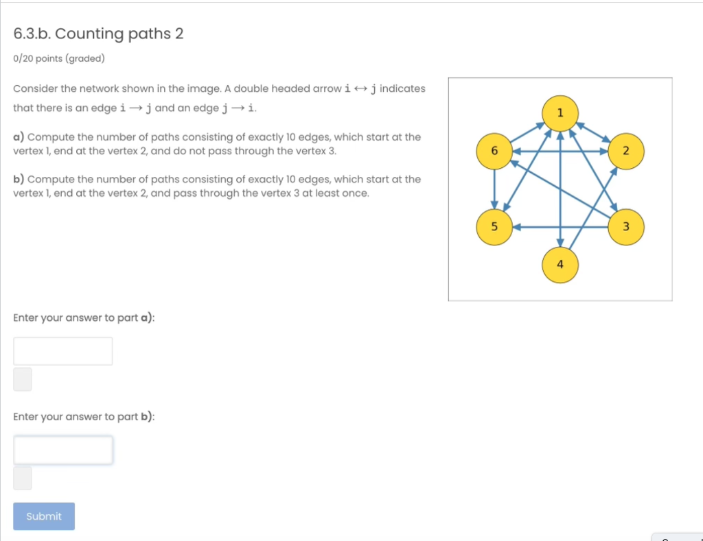 Solved 6.3.b. Counting paths 2 0/20 points (graded) Consider | Chegg.com