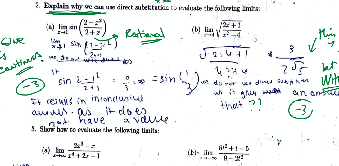 Solved 2. Explain why we can use direct substitution to | Chegg.com