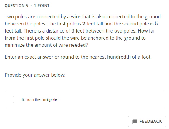 Solved QUESTION 5 · 1 POINT Two poles are connected by a | Chegg.com