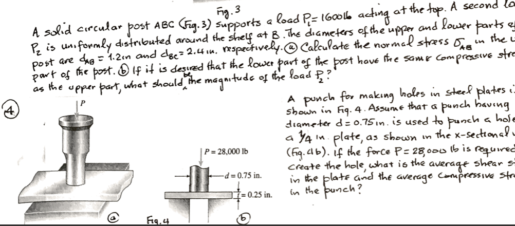 Solved in the in Fig. 3 A solid corcular post abc (Fig. 3) | Chegg.com