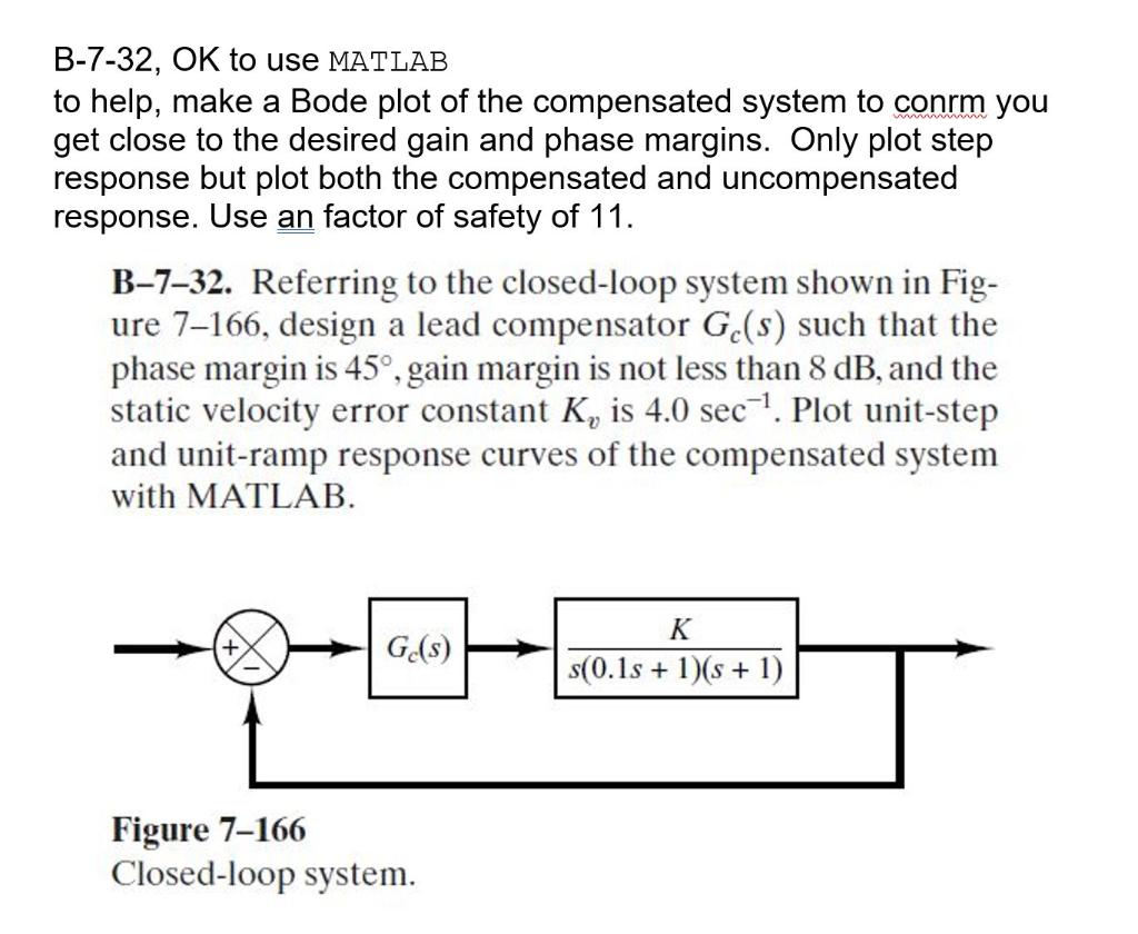 Solved B-7-32, OK to use MATLAB to help, make a Bode plot of | Chegg.com
