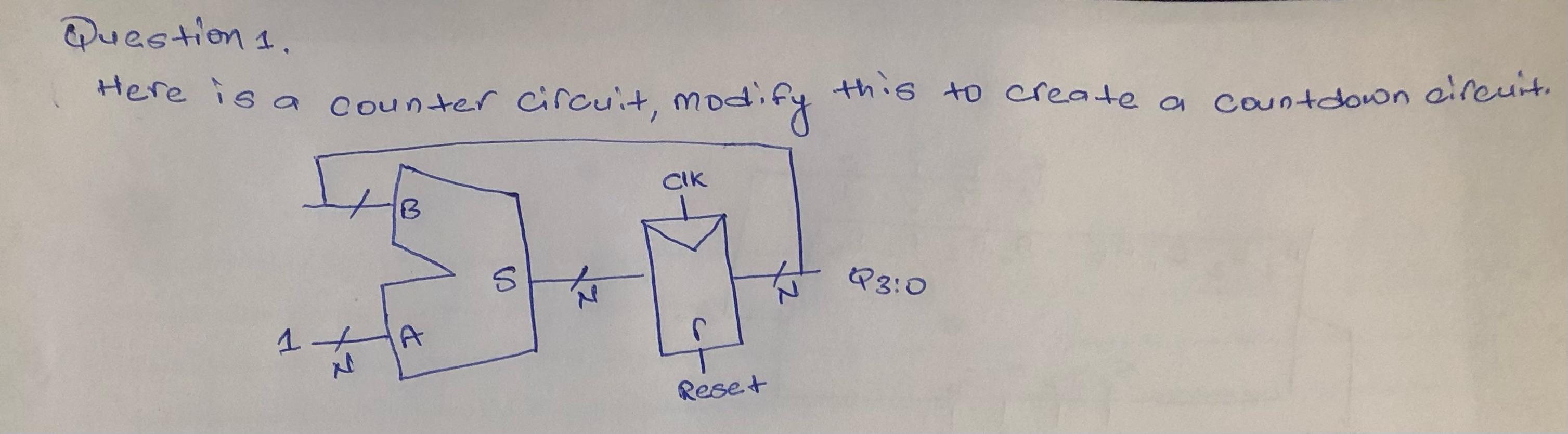 Solved Question 1. Here is a counter circuit, modify this to | Chegg.com