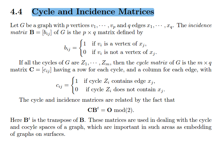 Solved Cycle and Incidence Matrices in Graph Theory. I am | Chegg.com