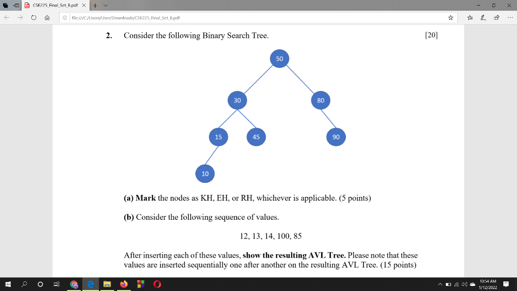 CSE225 Final Set B.pdf X + | Chegg.com