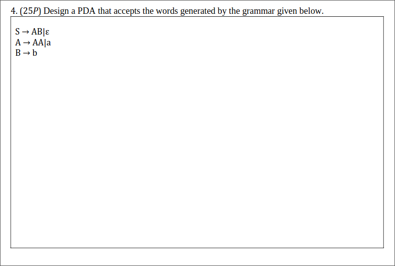 Solved (25P) ﻿Design a PDA that accepts the words generated | Chegg.com