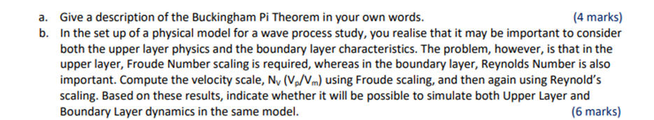 Solved a. Give a description of the Buckingham Pi Theorem in | Chegg.com