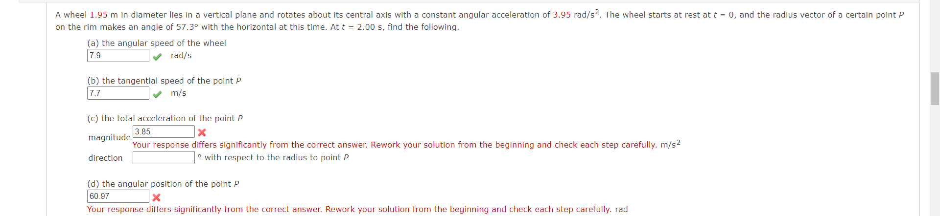 Solved on the rim makes an angle of 57.3∘ with the | Chegg.com