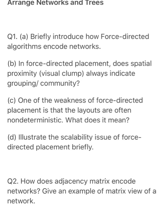 Solved Arrange Networks and Trees Q1. (a) Briefly introduce | Chegg.com