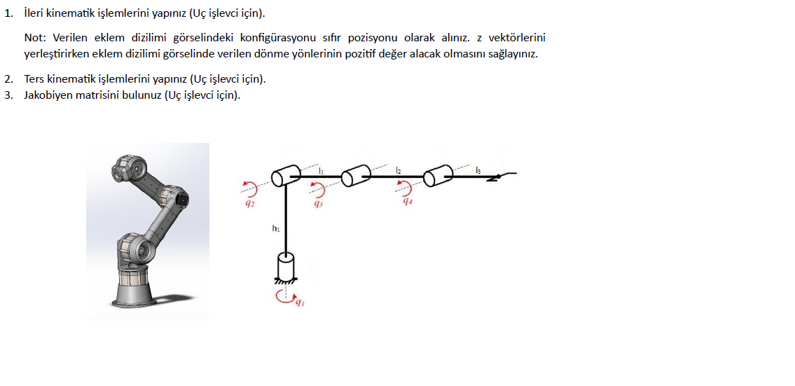1. İleri kinematik işlemlerini yapınız (Uç işlevci | Chegg.com