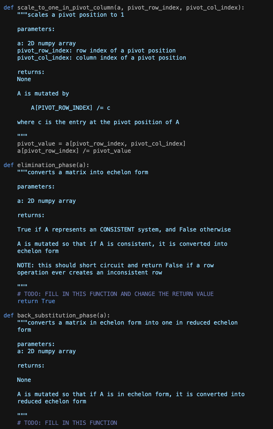 def leftmost_nonzero_index(a, row_index): "'" finds | Chegg.com
