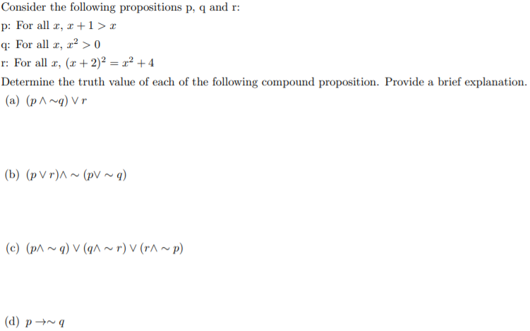 Solved Consider the following propositions p, q and r: p: | Chegg.com