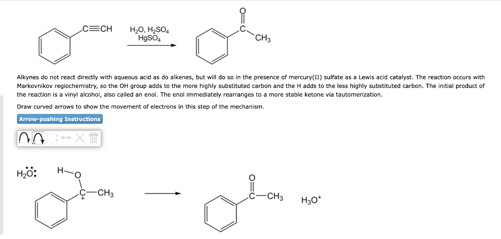 Solved C=CH H₂O, H₂SO4 HgSO4 CH3 Alkynes do not react | Chegg.com