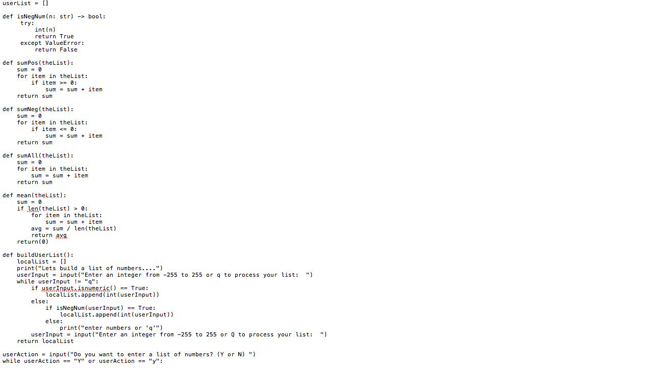 Solved userList = 0 def isNegNum(n: str) -> bool: try: | Chegg.com
