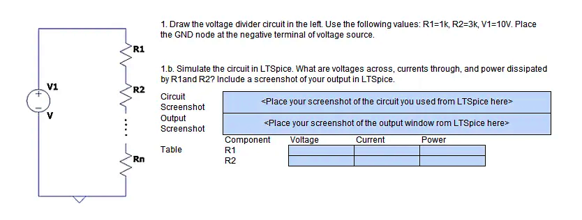 Solved 1. Need help using LTSpice Application 1b. Simulate | Chegg.com